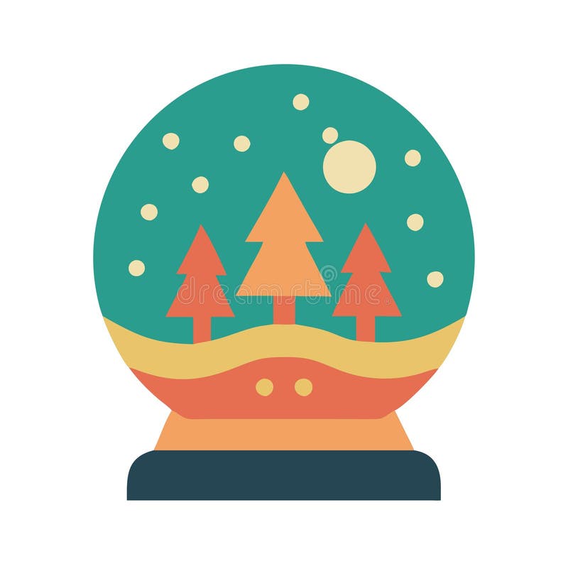 A Snow Globe with Three Trees and a Moon Stock Image - Illustration of crystal, symbol: 344376881
