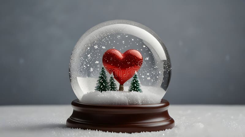A Snow Globe with a Tiny Heart-shaped Object Inside, Set on a Clean ...