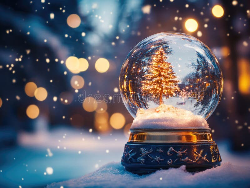 Snow Globe with a Tree Inside of it Stock Image - Image of bokeh ...