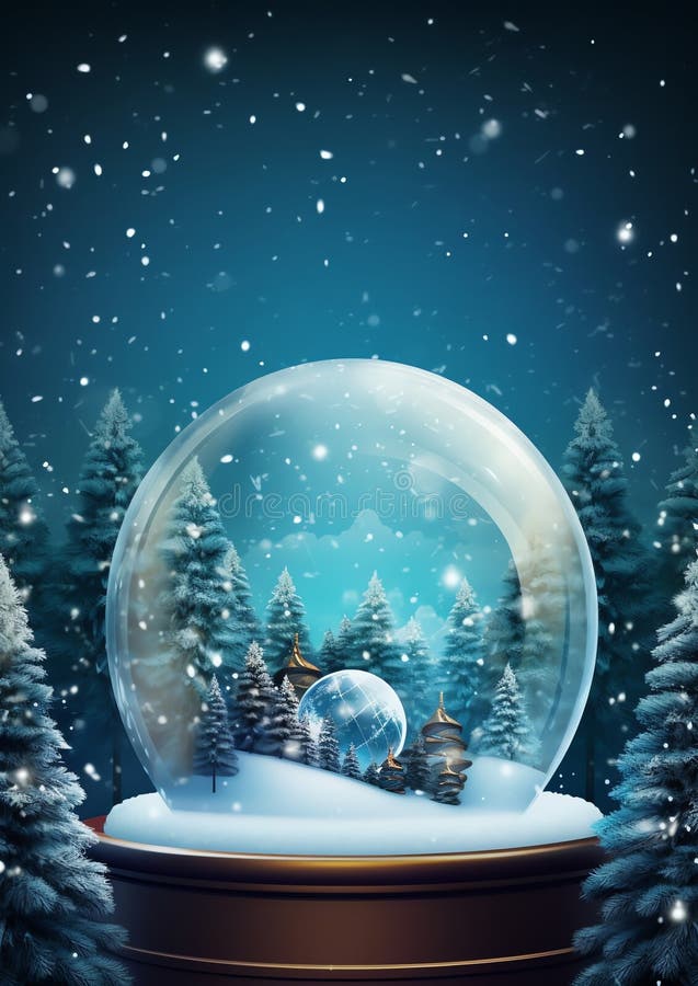 Snow Globe Watercolor Winter Border Stock Illustration - Illustration ...