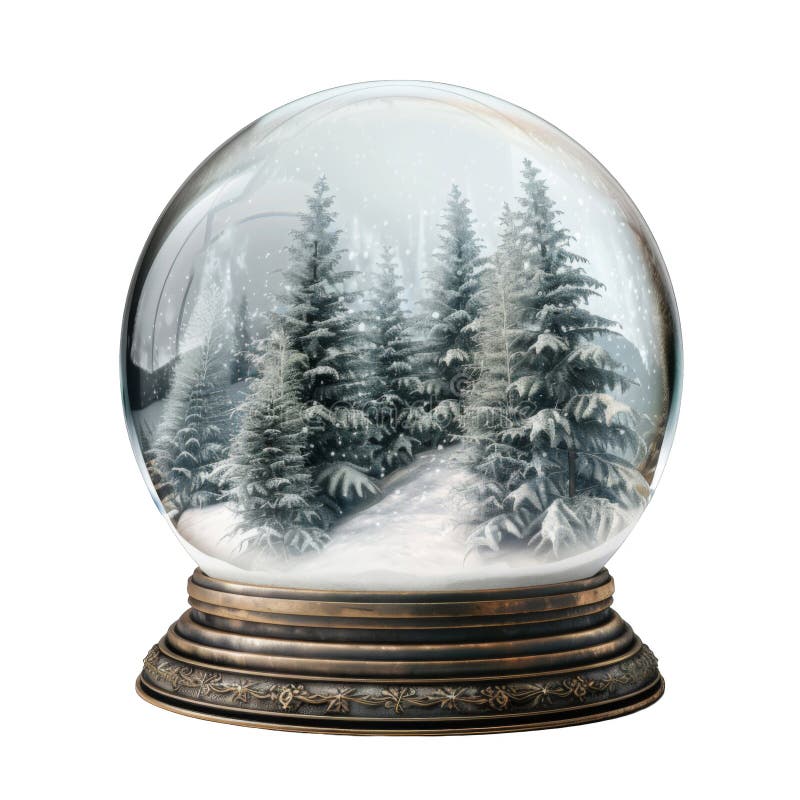 Snow Globe with a Wintery Forest Scene Stock Image - Illustration of ...