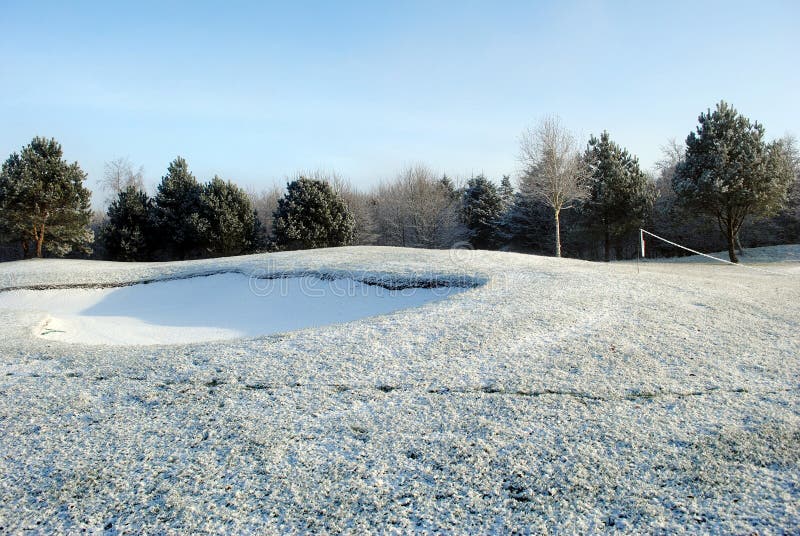 Snow on a golf course stock image. Image of trees, weather - 16285013
