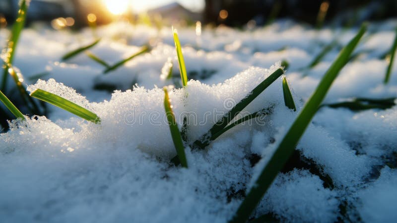 Snow on grass stock image. Image of cold, white, winter - 12448543