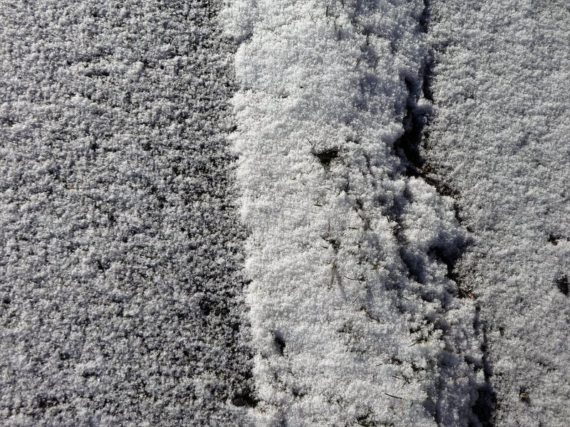 Powder Snow on the Brick Pavement Stock Photo - Image of construction ...