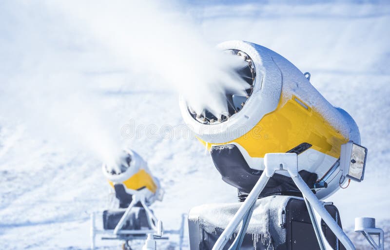Snow Gun in the Mountains. Panorama. Stock Image - Image of mountains ...