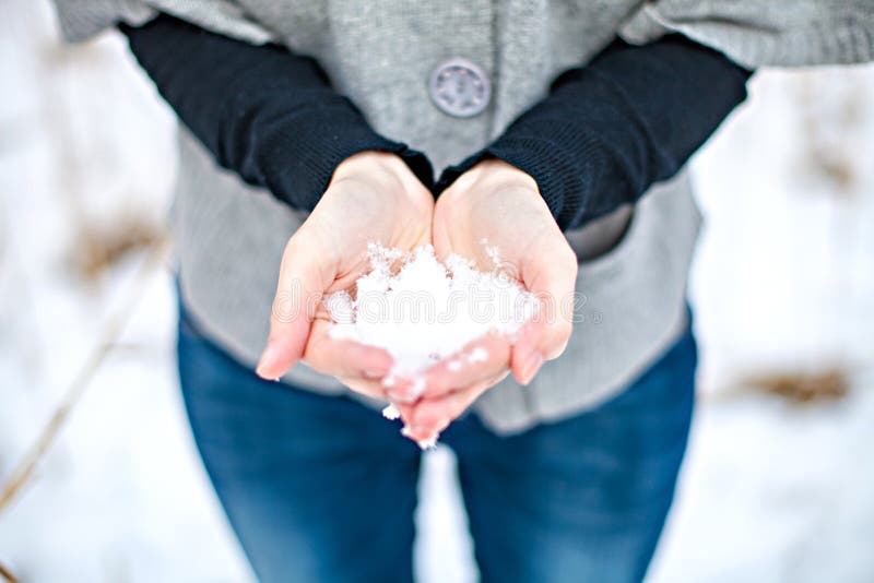 Snow in the hands stock photo. Image of natural, form - 33338236