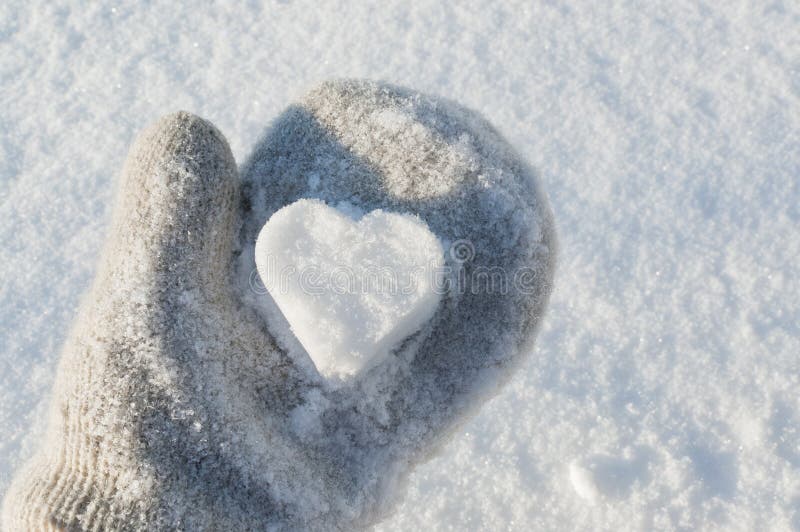 Snow heart in hand stock image. Image of snow, give, romantic - 65520453