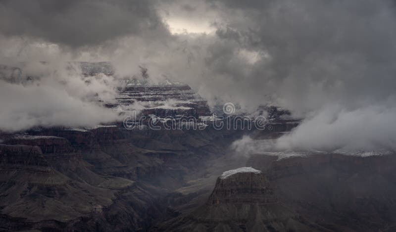 Snow on the Higher Elevations of the Grand Canyon Stock Image - Image ...
