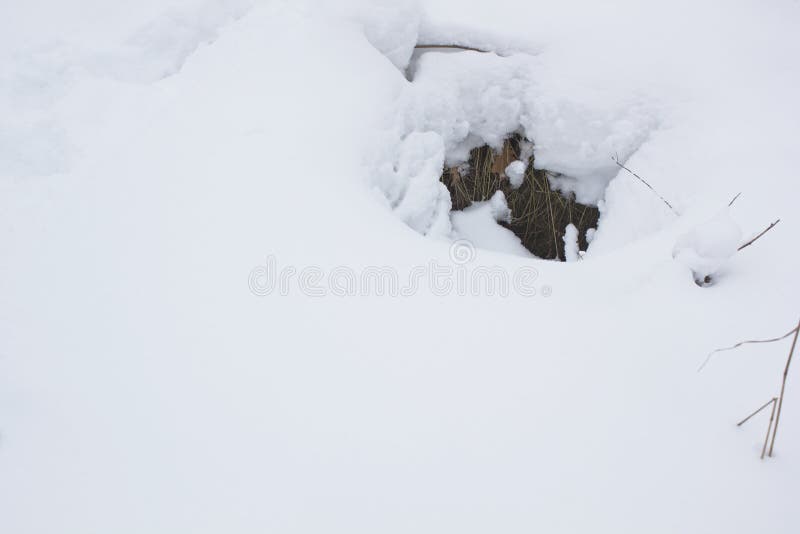 Snow Hole on Dangerous Road after Snowfall Stock Image - Image of deep ...