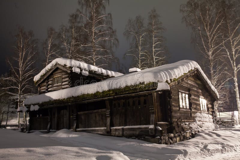 Snow house in the night stock photo. Image of wood, panoramic - 86092668