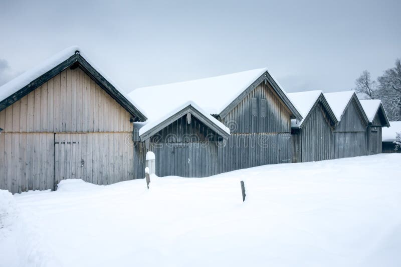 Snow and huts stock image. Image of covered, cold, color - 48485757