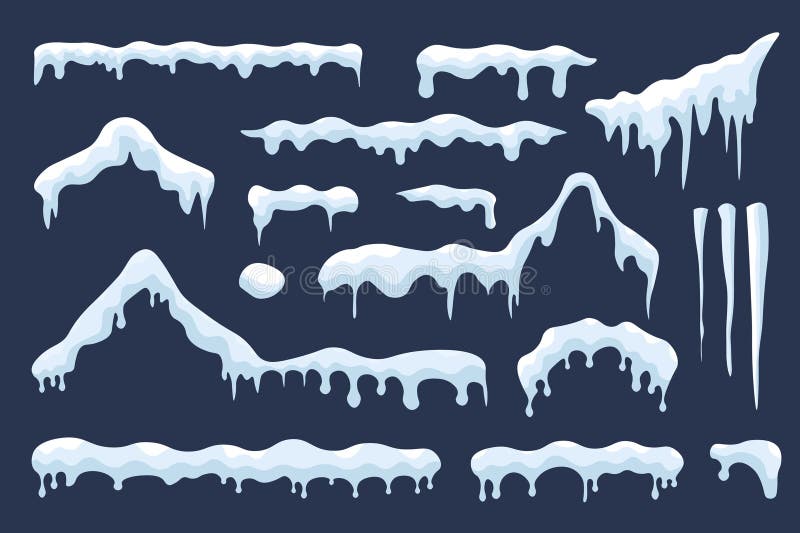 Snow Ice Caps Mega Set Elements in Flat Design. Vector Illustration ...