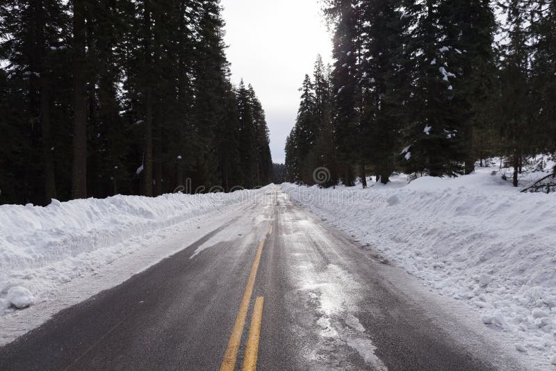 Snow and ice covered road stock image. Image of outside - 85801113