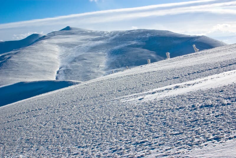 Snow And Ice Covered Terrain In Mountains Stock Image - Image of ...
