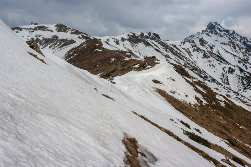 Snow and Ice on the Mountain Ridge. Tatra Mountains Stock Image - Image ...