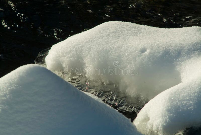 Snow and Ice on a Rocky Stream Stock Image - Image of frost, shape ...