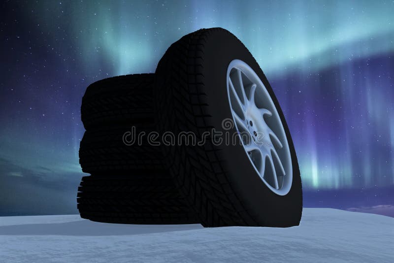 Snow Ice Tire Concept 3d Rendering Illustration Stock Illustration ...