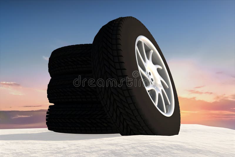 Snow Ice Tire Concept 3d Rendering Illustration Stock Illustration ...