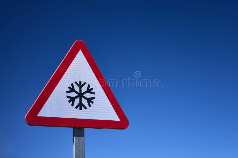 Snow or Ice Warning Traffic Signal Stock Photo - Image of snow ...