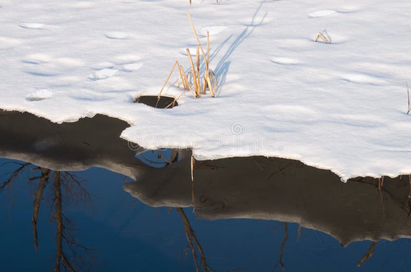 Snow Ice and Water Abstract Stock Image - Image of cold, reflection ...