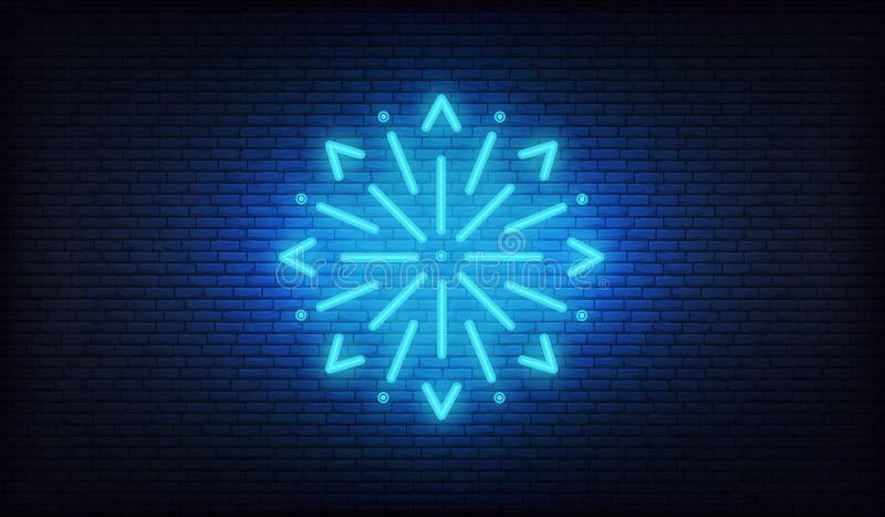 Snow Icon Neon. Vector Glowing Neon White Snowflake Icon Stock Vector ...