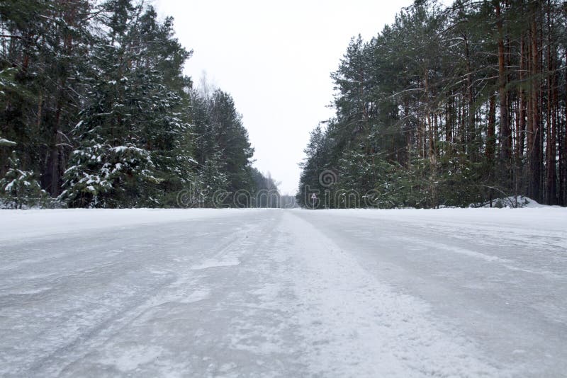 Snow Icy Road stock image. Image of road, landscape - 164219249