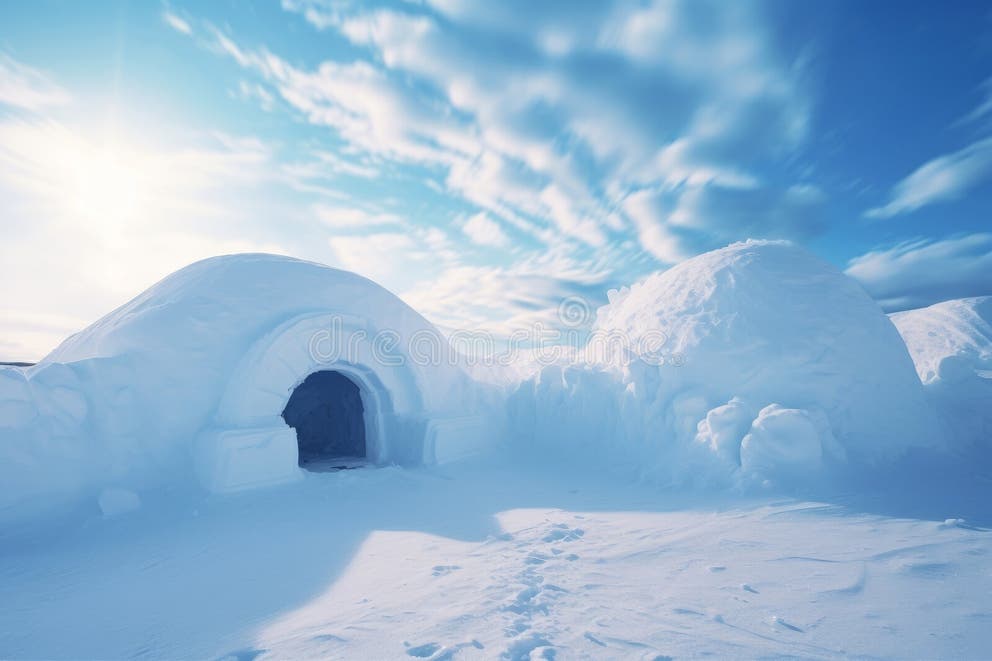 Snow Igloo in Beautiful Winter Landscape Stock Illustration ...