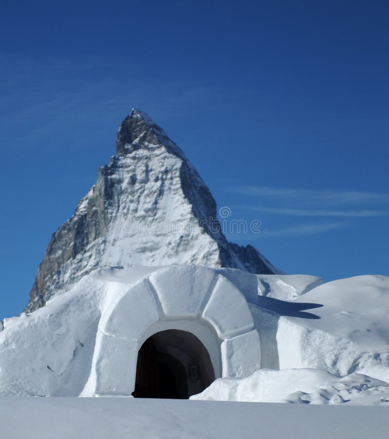 Snow igloo at Matterhorn stock photo. Image of open, igloo - 8746264