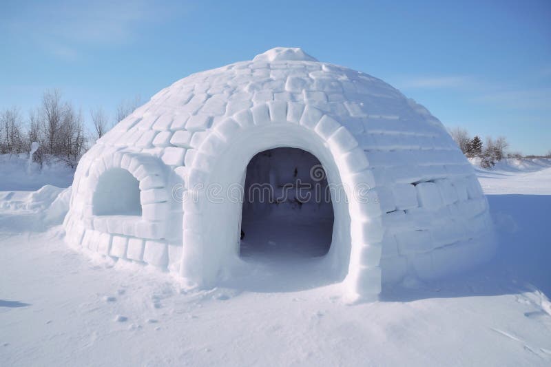 A snow igloo was built. stock illustration. Illustration of north ...