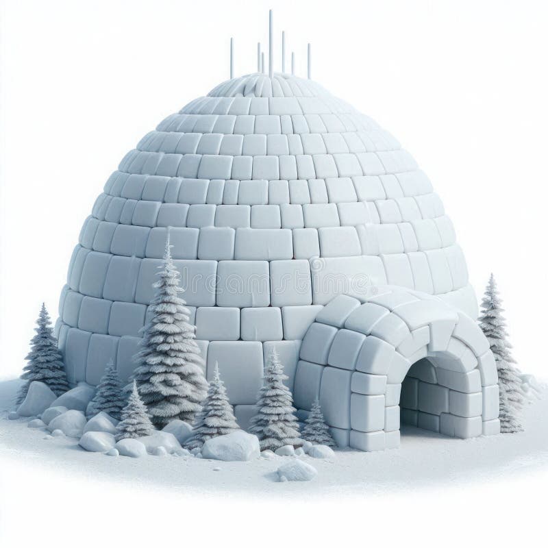 Snow Igloo among Winter Trees. Stock Image - Image of dome, arctic ...