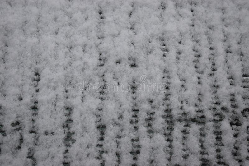 Snow on an iron stairway stock image. Image of winter - 232111479