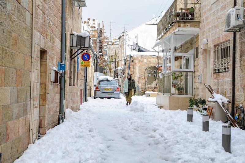 Snow in Jerusalem editorial photo. Image of nature, morning - 35981696