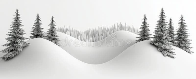 Snow-laden Fir Trees in a Forest, Depicted on a Pristine White ...