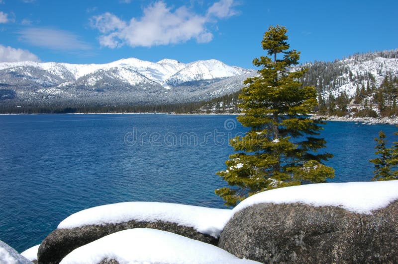 Snow at Lake Tahoe stock photo. Image of rock, mountain - 23064482