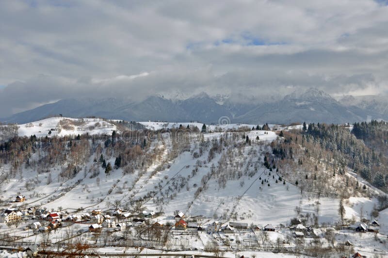 Snow landscape village stock image. Image of hill, mountain - 22835349