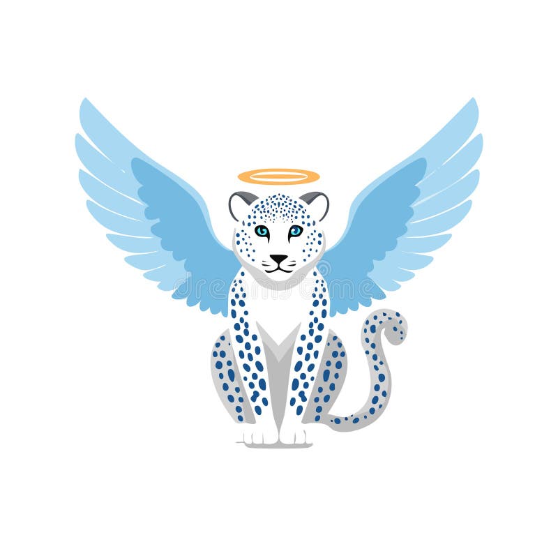 Snow Leopard with Angel Wings Stock Vector - Illustration of card ...