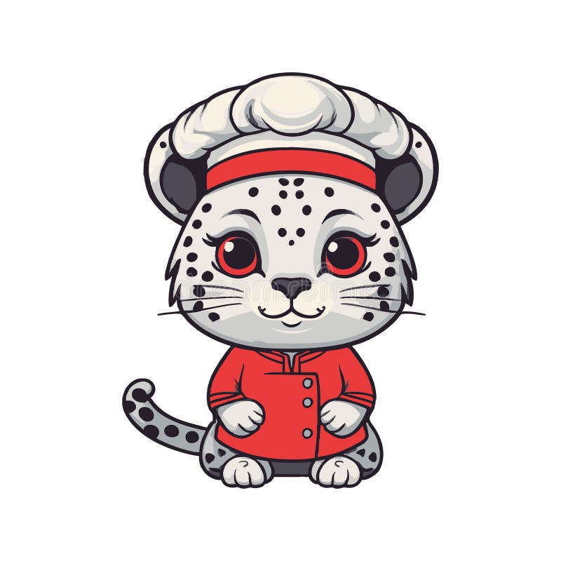 Snow Leopard in a Chef Costume Stock Vector - Illustration of cook ...