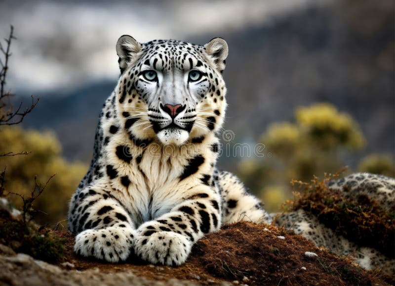 Snow Leopard is an Endangered Animal on Earth Planet Stock Illustration ...