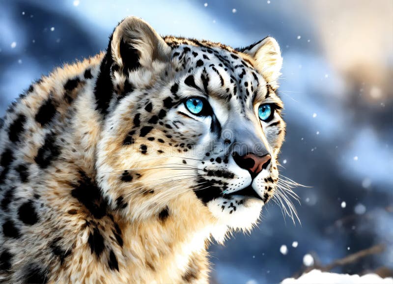 Snow Leopard is an Endangered Animal on Earth. Portrait Stock ...