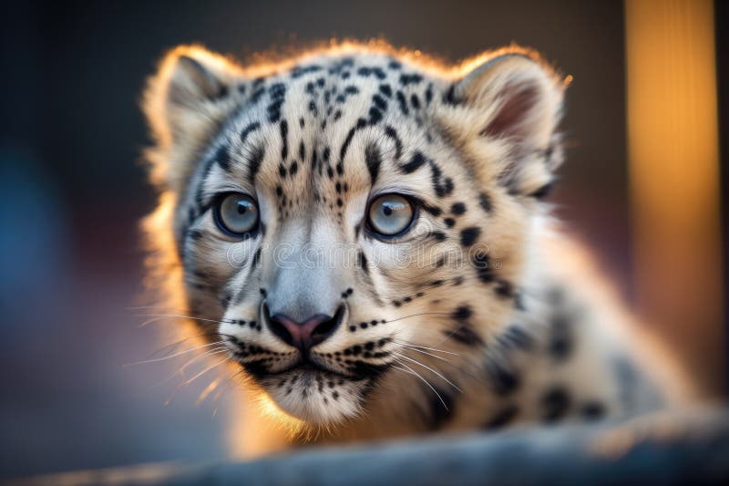 Snow Leopard Eyes Glowing in Dusk Light Stock Image - Image of glowing ...