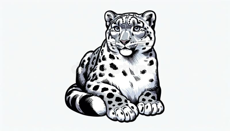 Snow Leopard Illustration Pixel Art Stock Illustration - Illustration ...