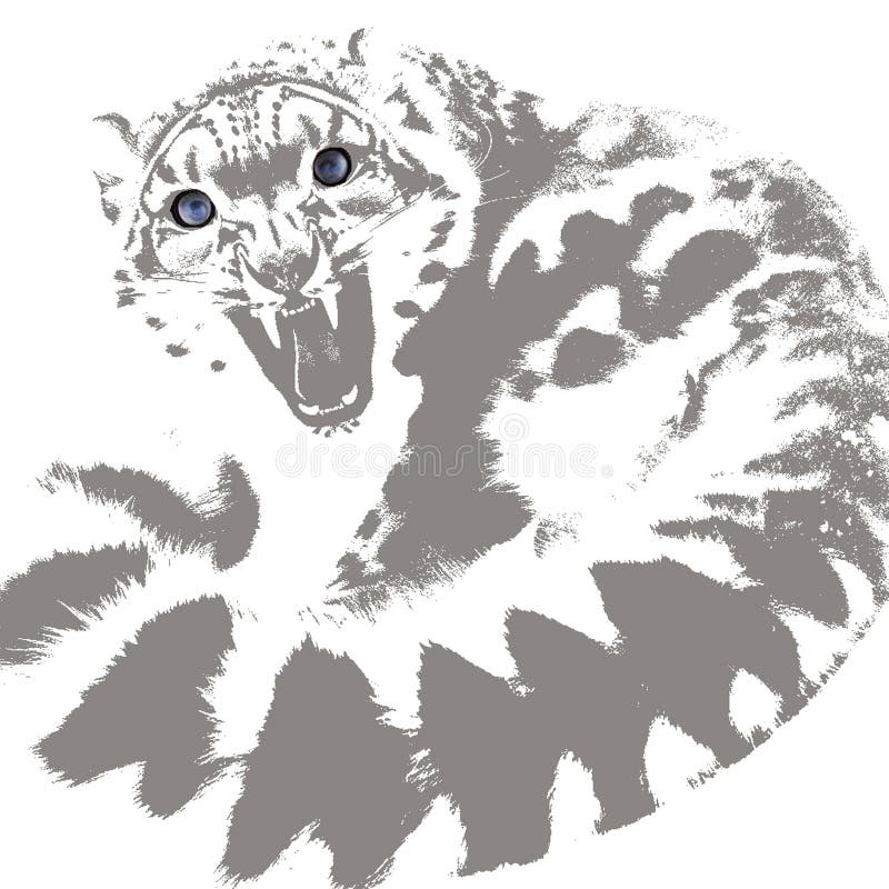 Snow leopard looking back stock illustration. Illustration of tail ...