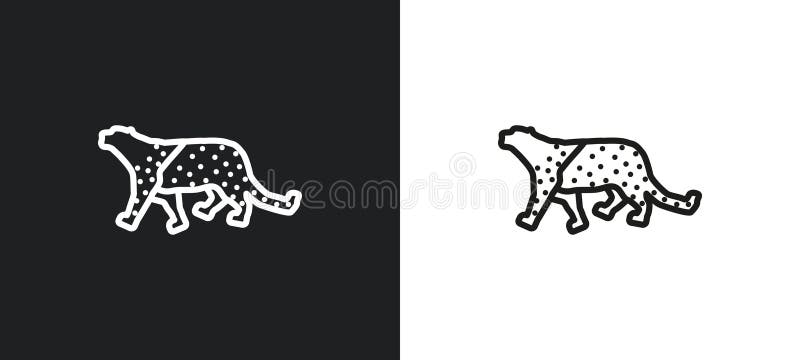 Snow Leopard Outline Icon in White and Black Colors. Snow Leopard Flat ...