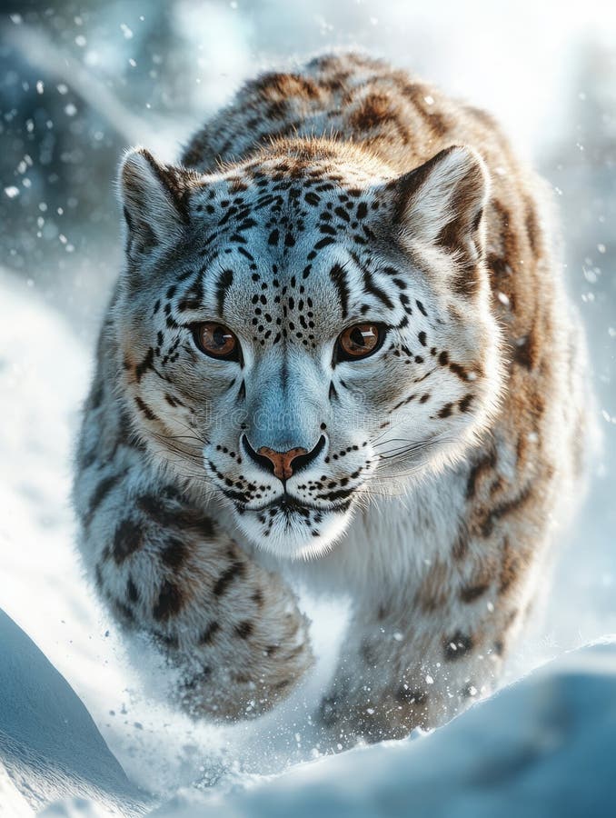 Snow Leopard Prowling Snowy Landscape Stock Photos - Free & Royalty ...