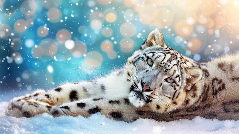 Snow Leopard Seamlessly Blending in the Tranquil and Snowy Wilderness ...