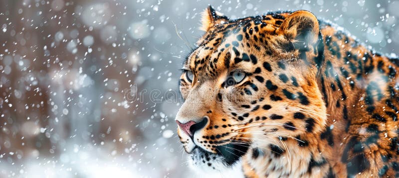 Snow Leopard Seamlessly Blending into the White Snow Background in Its ...