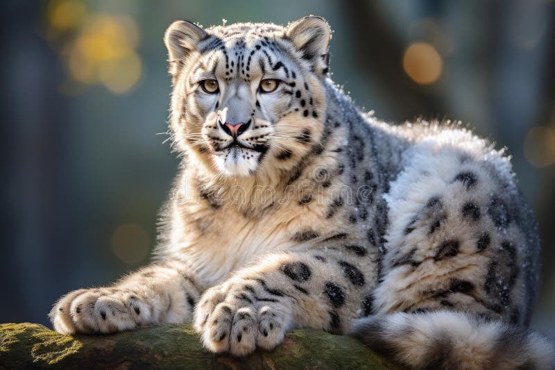Snow Leopard Sitting. Generate Ai Stock Illustration - Illustration of mongolia, clouds: 309772382