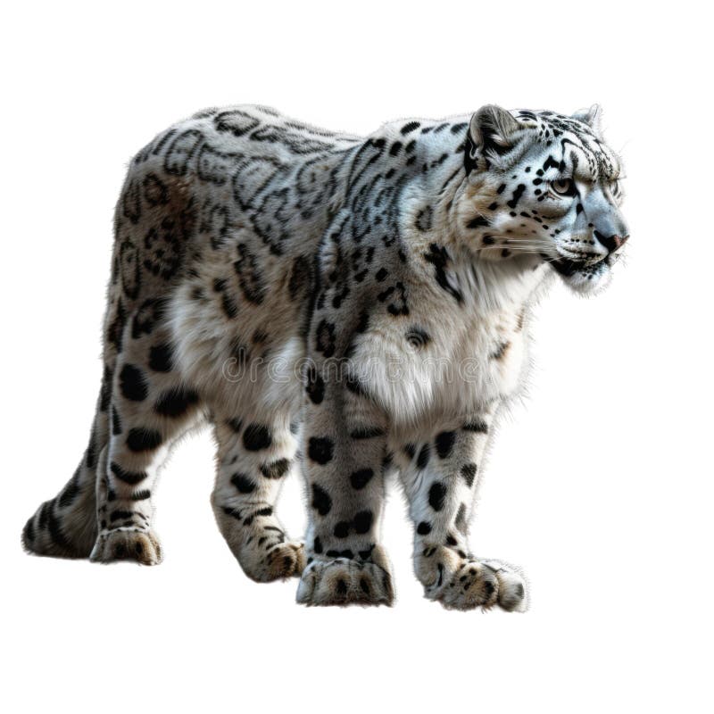 A Snow Leopard Standing Against a White Background Stock Image ...