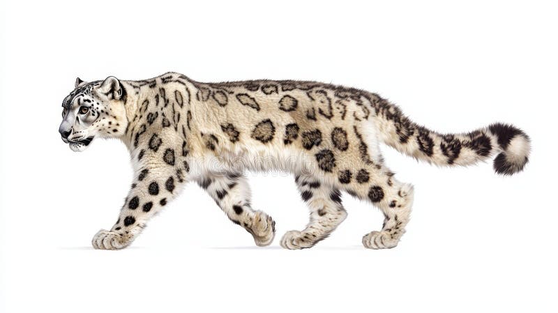 Snow Leopard Walking White Isolate Background Stock Illustration ...