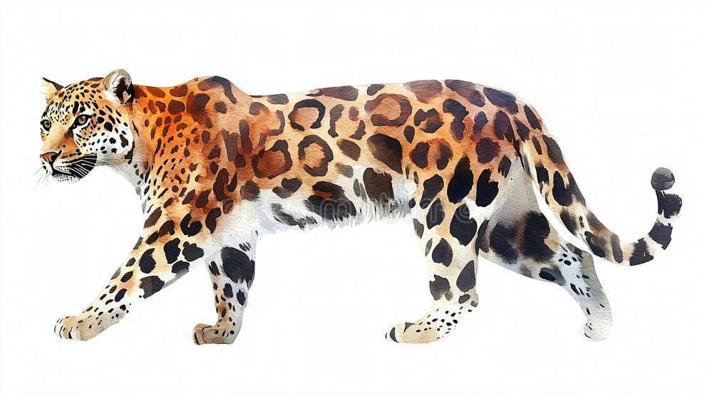 Snow Leopard Watercolor on White Background for Design Projects Stock ...